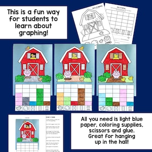 Barn and Animals Graphing | Fun Farm Math Craft Activity for Kids - Etsy