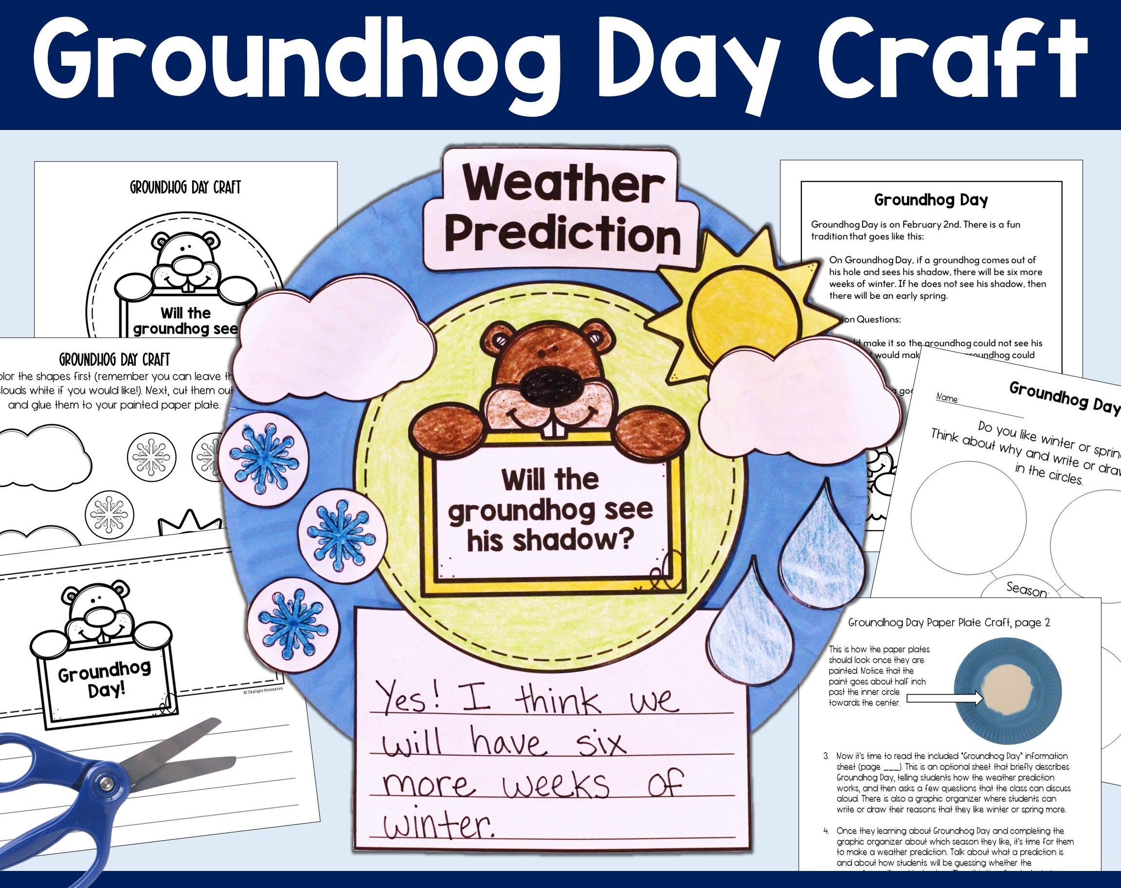 Groundhog Day Paper Plate Craft and Writing Activity Fun February ...