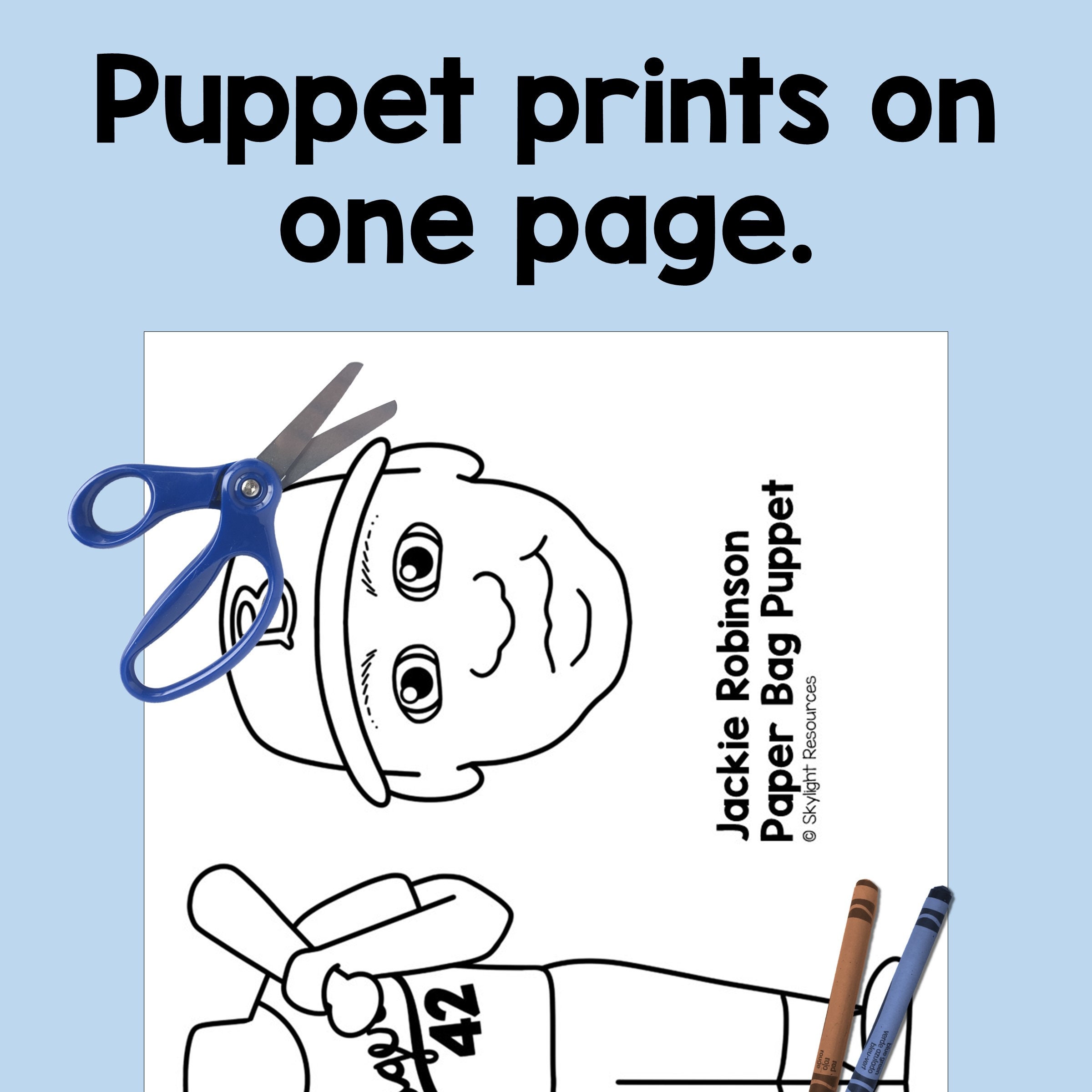 Black History Month | Jackie Robinson Baseball Paper Bag Puppet | Kids ...