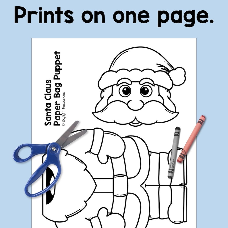 Santa Claus Paper Bag Puppet Christmas Craft Activity for Kids - Etsy
