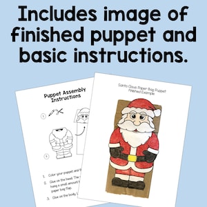 Santa Claus Paper Bag Puppet Christmas Craft Activity for Kids - Etsy ...