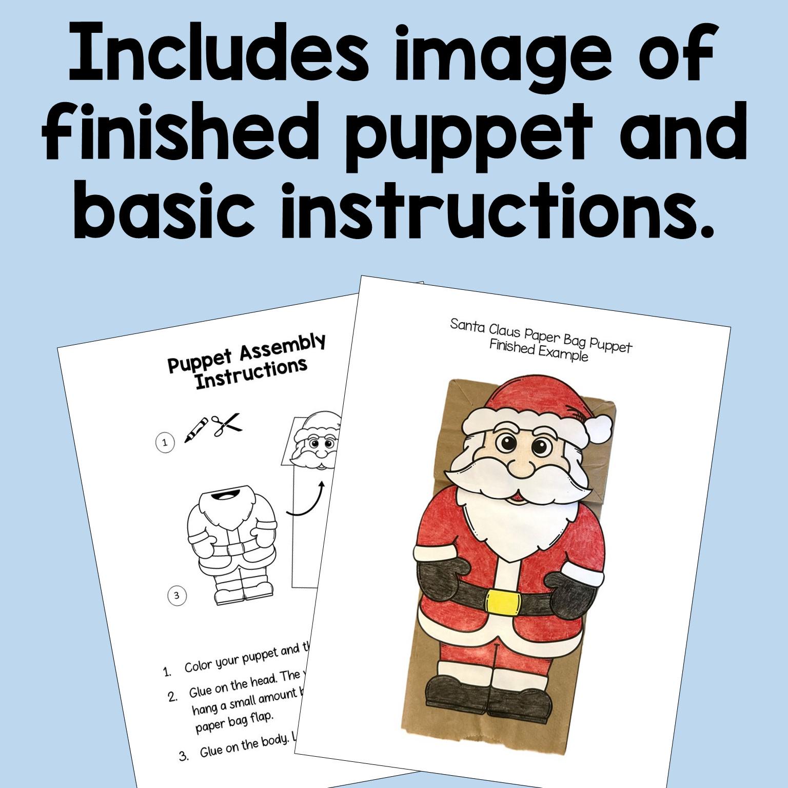 Santa Claus Paper Bag Puppet Christmas Craft Activity for Kids - Etsy