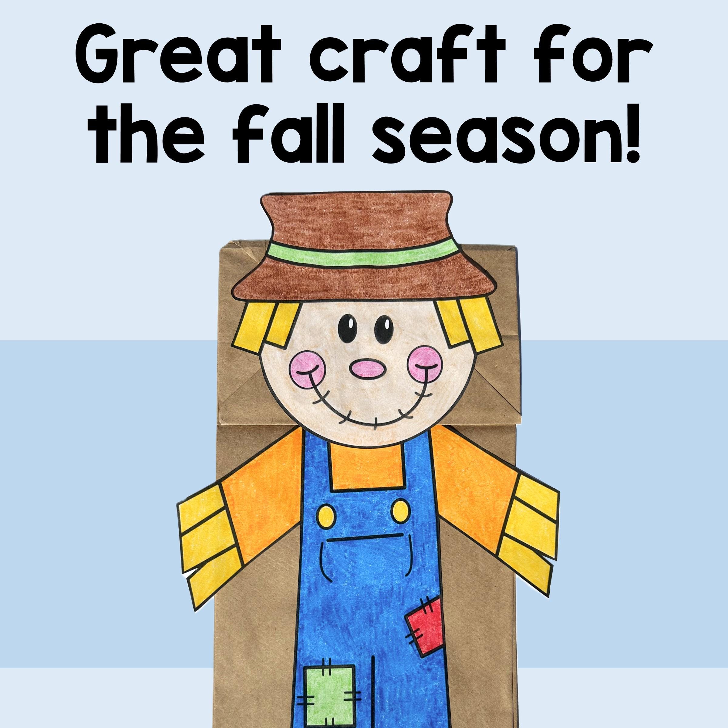 Scarecrow Paper Bag Puppet | Kids Fall Craft Activity for School or ...