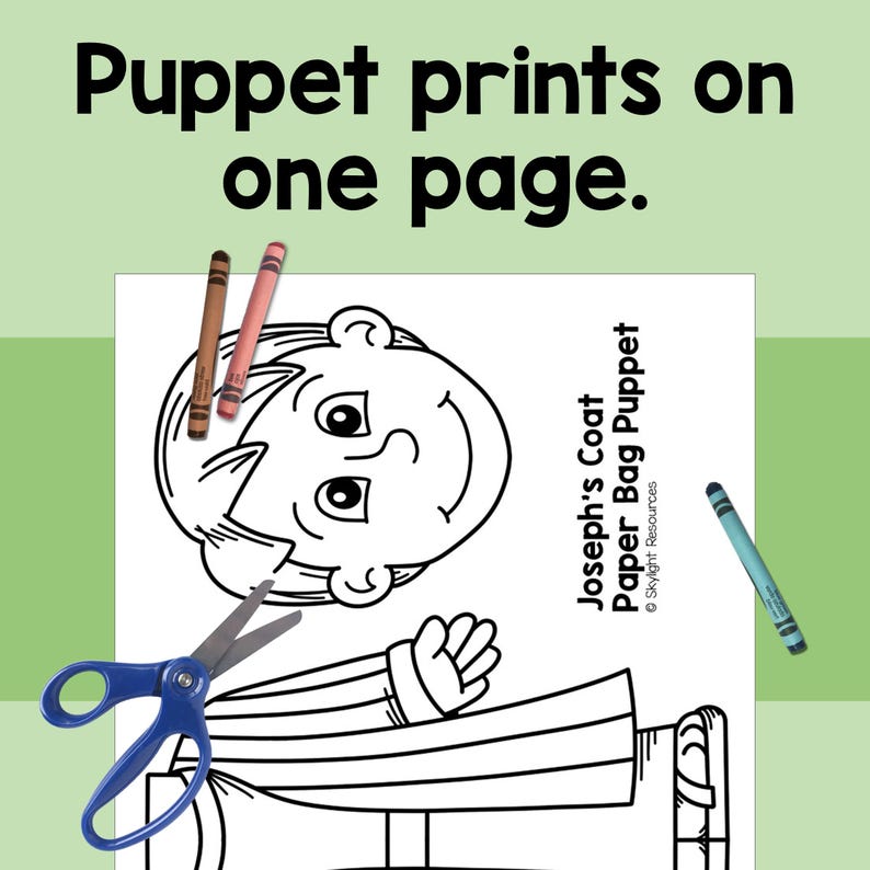 Joseph's Coat of Many Colors Paper Bag Puppet Bible Lesson Craft ...