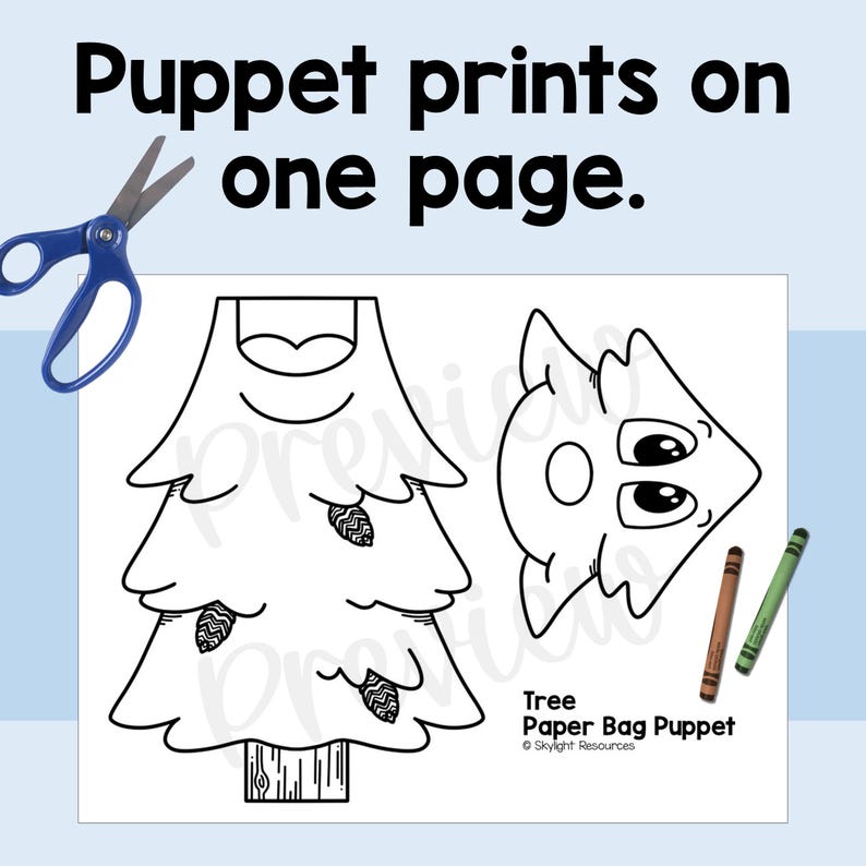 Tree Paper Bag Puppet Craft Activity for Earth Day or Arbor Day, Fun ...