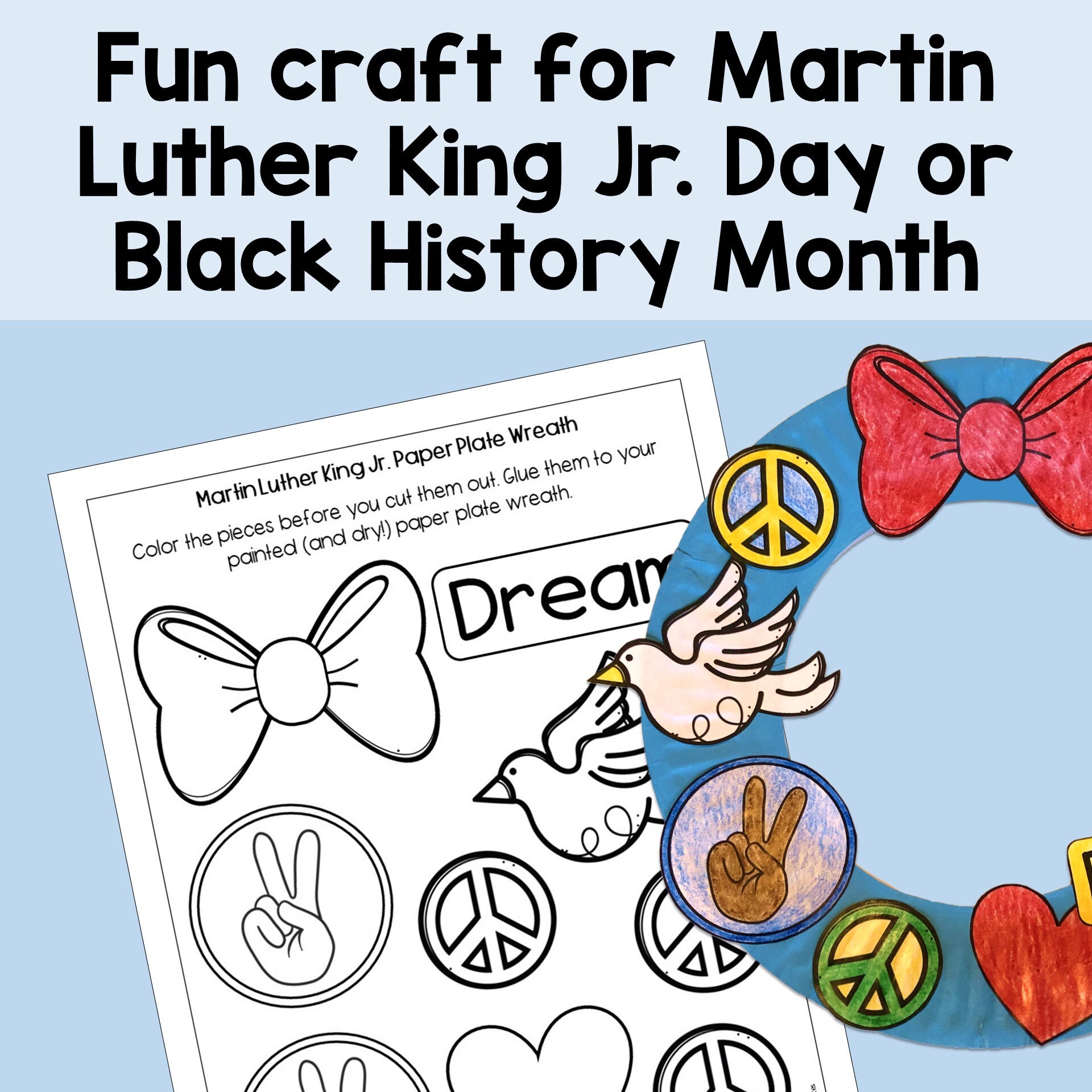 Martin Luther King Jr. Paper Plate Wreath Craft Activity - Etsy