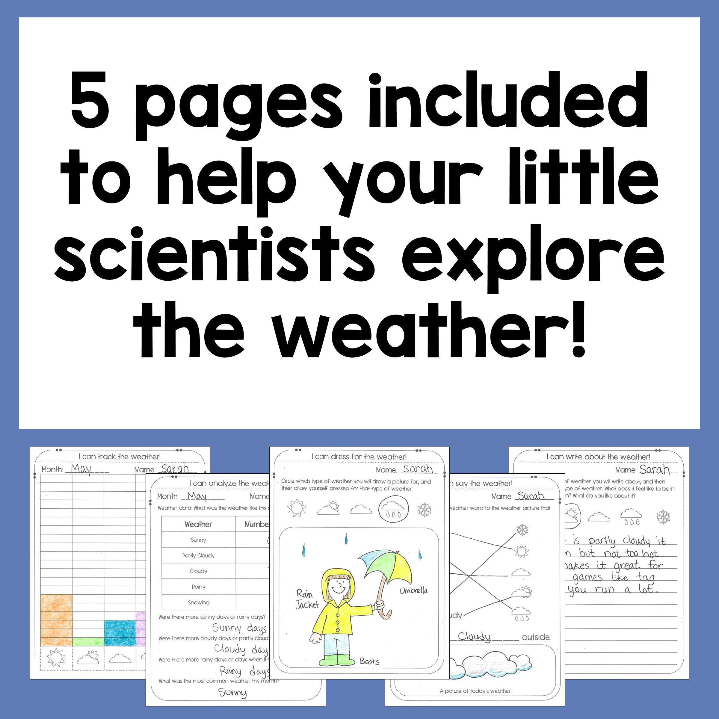 Track, Draw and Write the WEATHER Worksheets for Kids - Etsy