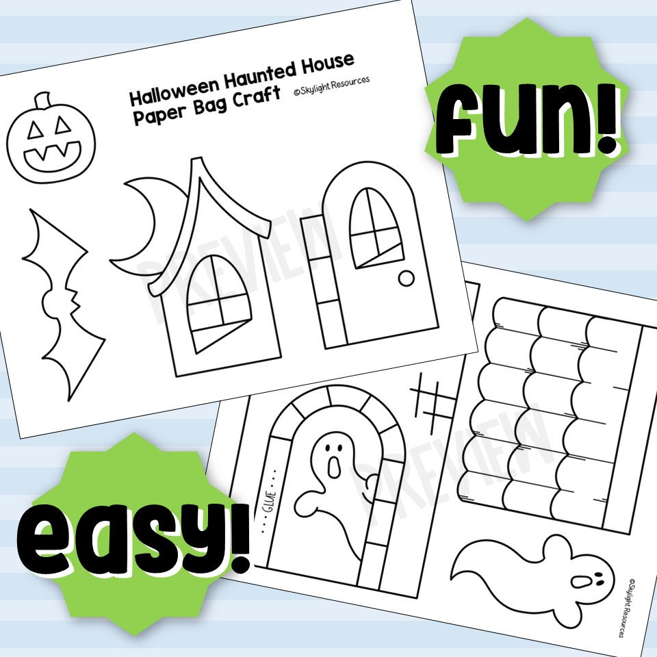 Halloween Haunted House Paper Bag Craft Activity for Kids - Etsy