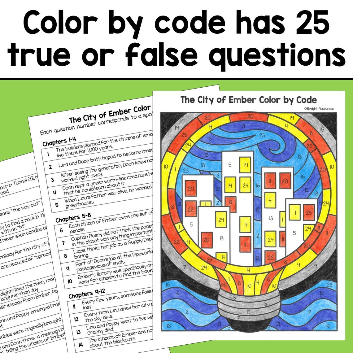The City of Ember Word Search and Color by Number Novel Reading ...