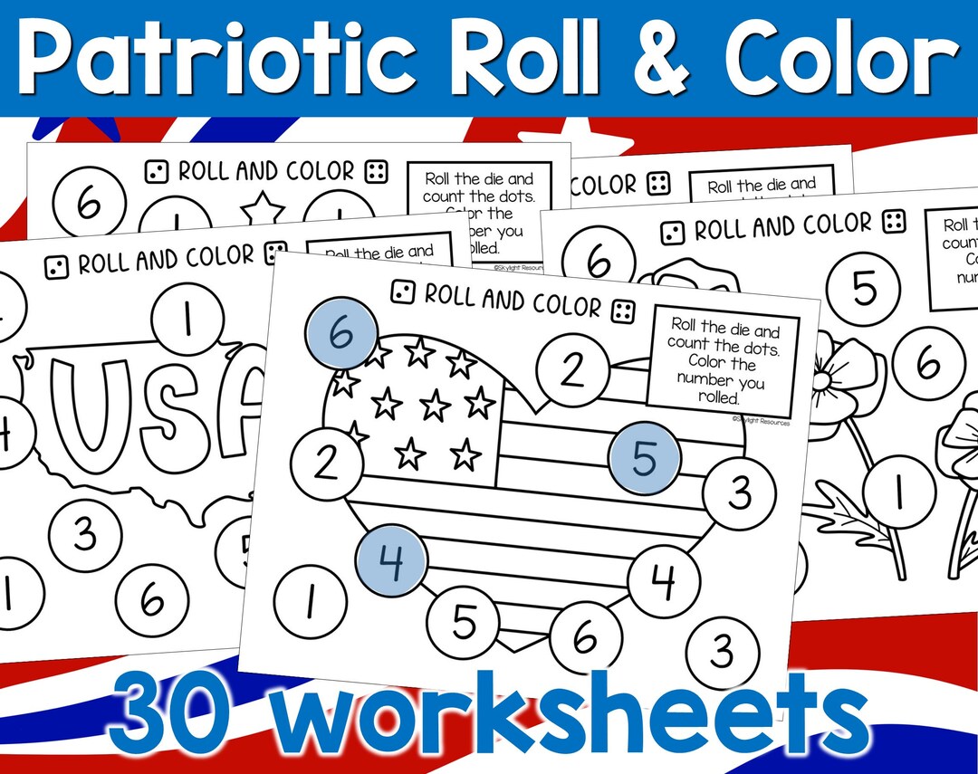 Patriotic Roll and Color | Number Recognition, Counting and Addition ...