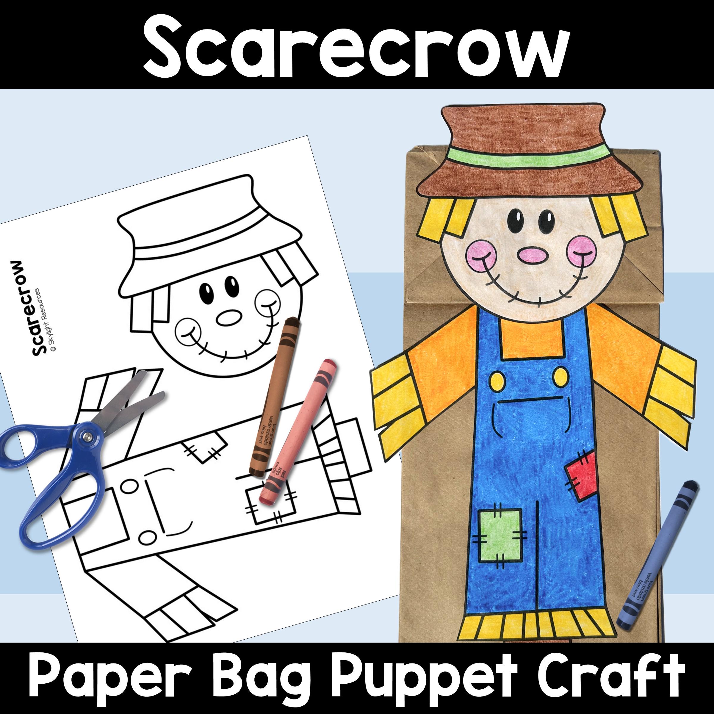 Scarecrow Paper Bag Puppet | Kids Fall Craft Activity for School or ...