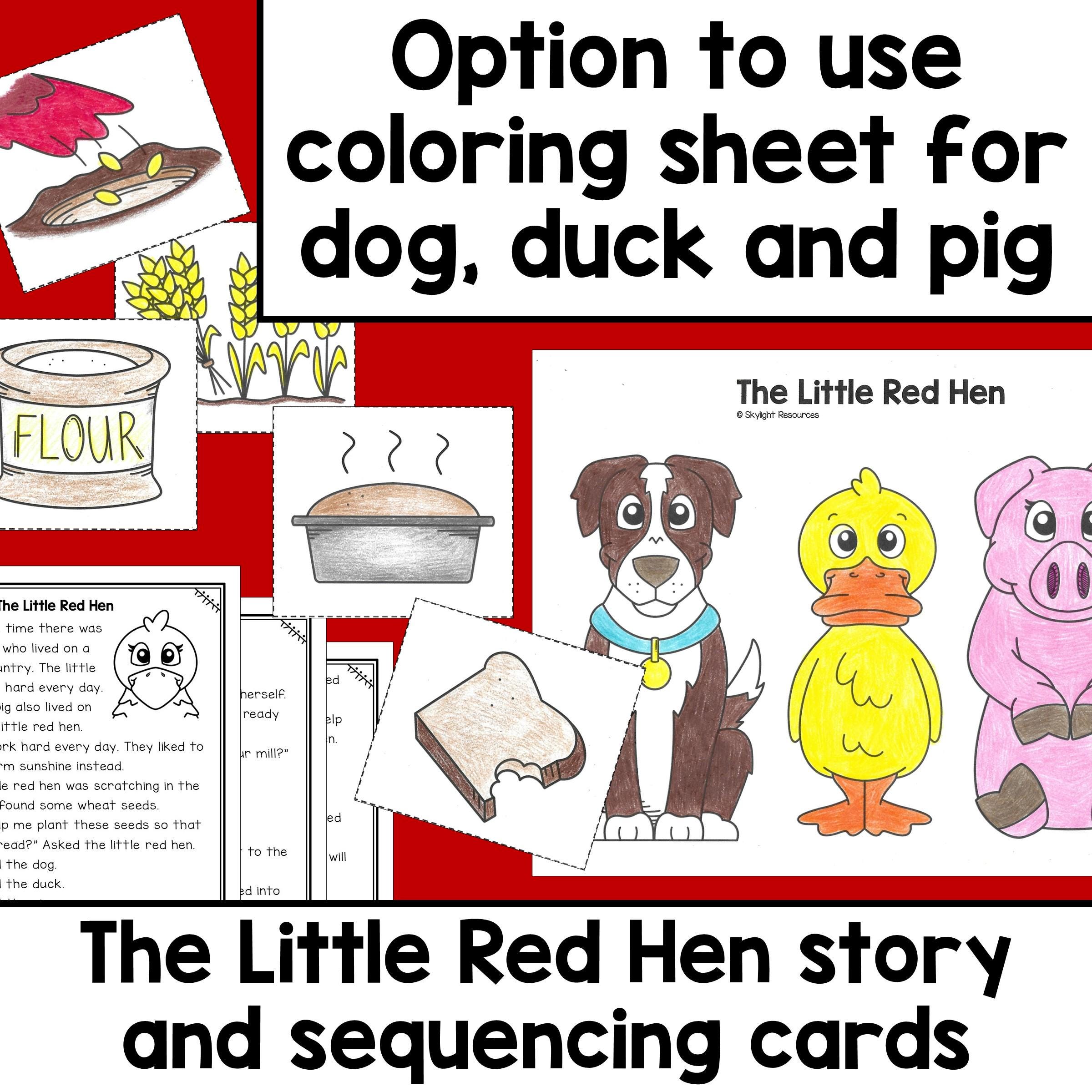 The Little Red Hen Story Retell, Paper Bag Puppets and Reading Craft ...