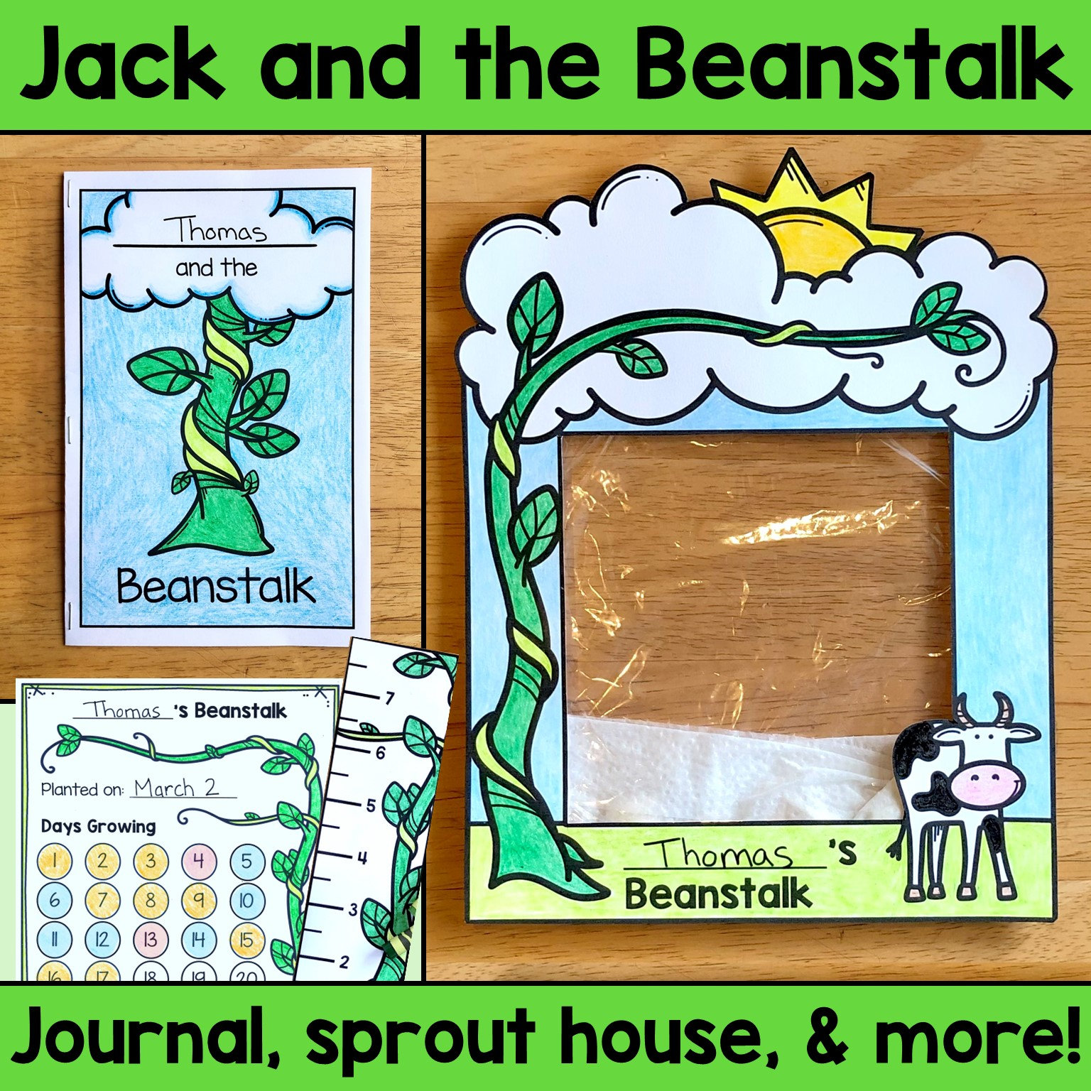 Jack and the Beanstalk Bean Growing Sprout House and Journal Activities ...