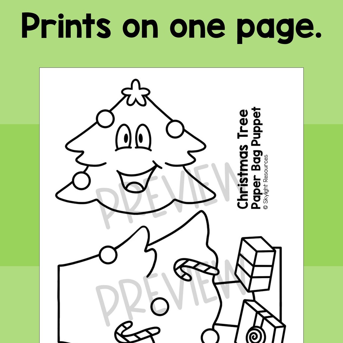 Christmas Tree Paper Bag Puppet | Christmas Craft Activity for December ...