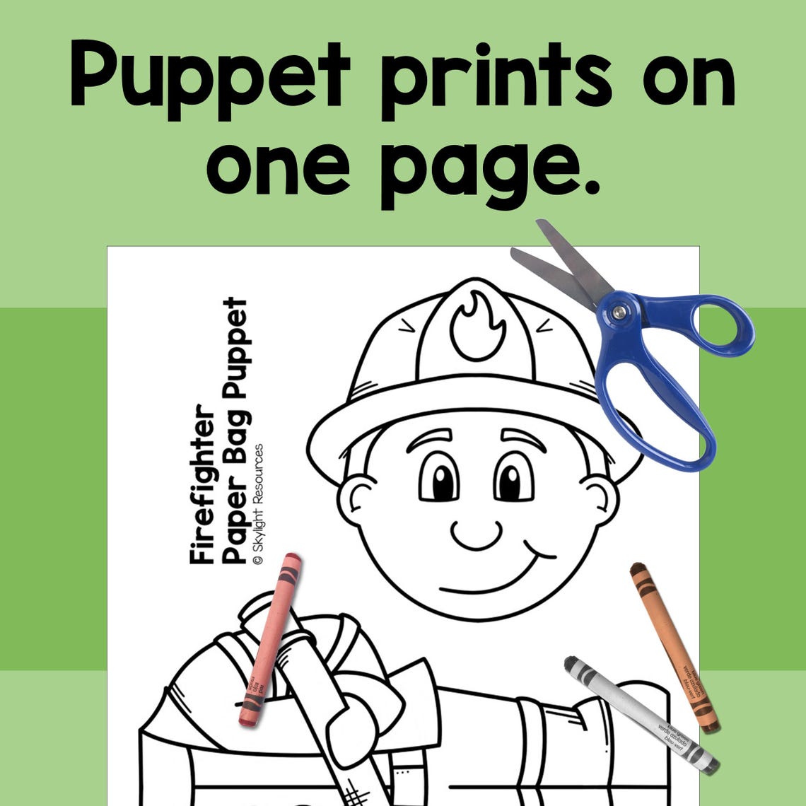 Firefighter Paper Bag Puppet | Fun Community Helper Craft Activity for ...