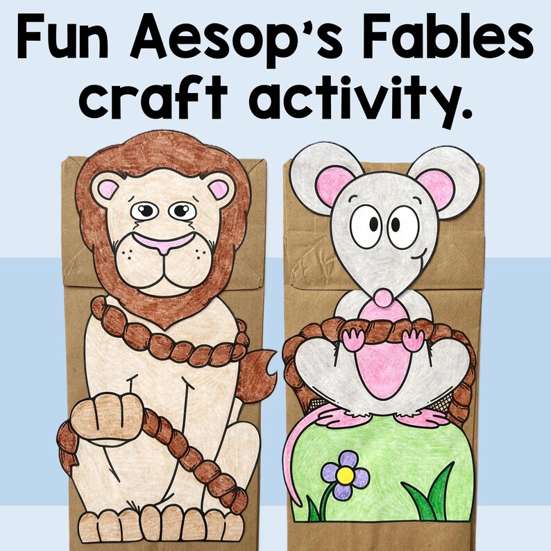 Aesop's Fables the Lion and the Mouse Paper Bag Puppets Fun Craft ...