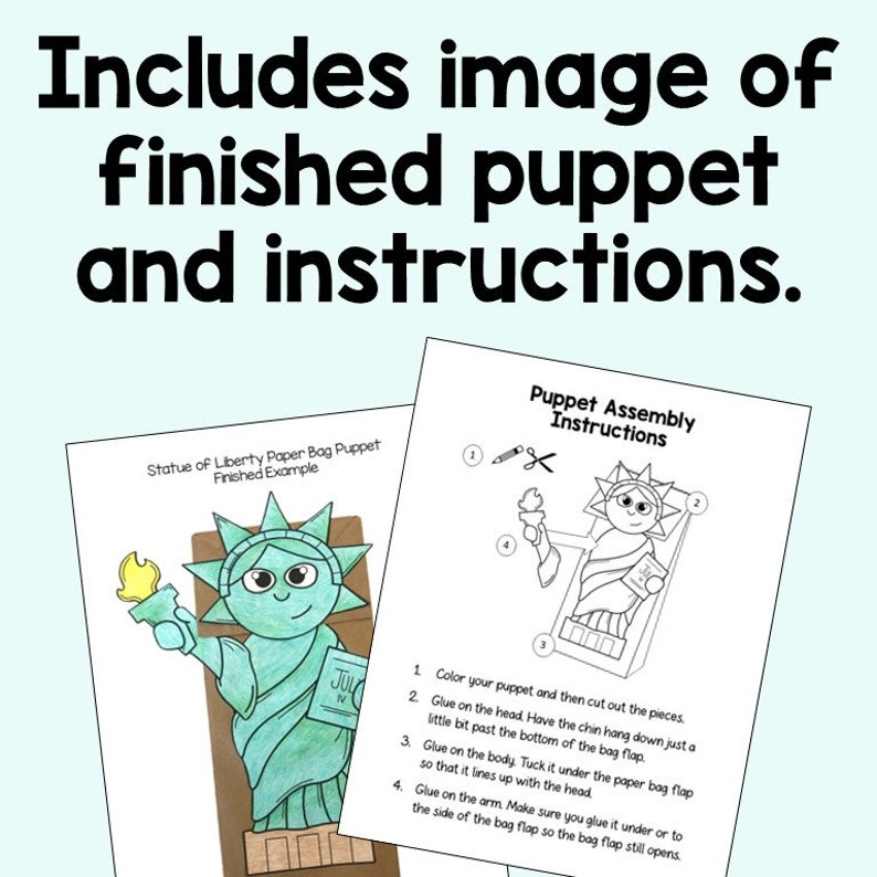 Statue of Liberty Paper Bag Puppet Craft Activity for Kids - Etsy