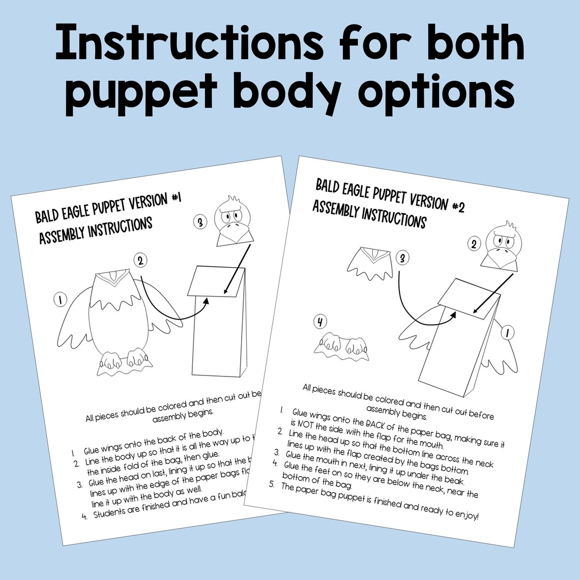 Bald Eagle Paper Bag Puppet Craft for Patriotic Holidays | Great for ...