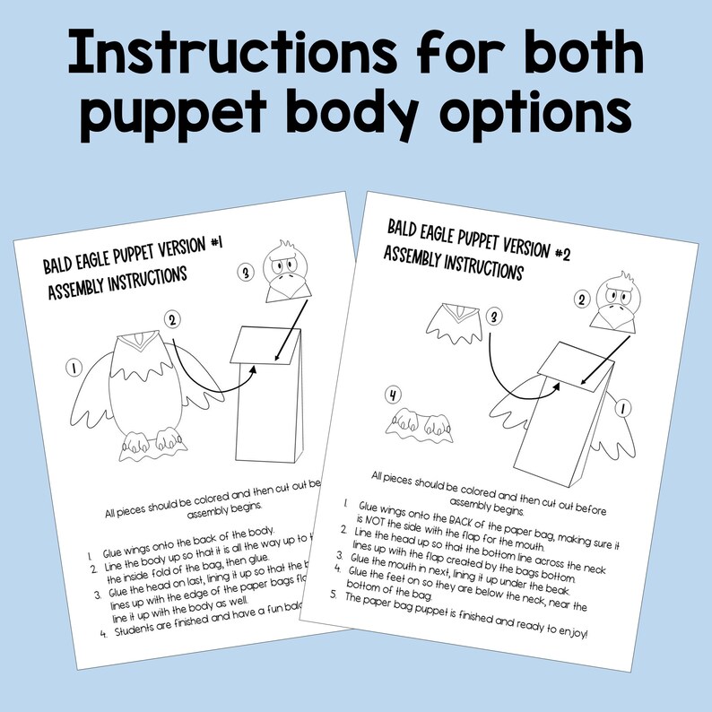 Bald Eagle Paper Bag Puppet Craft for Patriotic Holidays | Great for ...