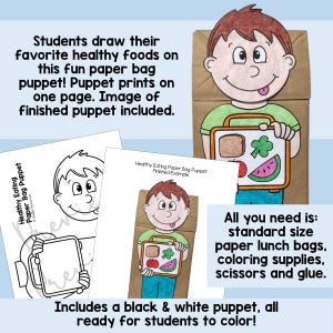 Healthy Eating Fun Paper Bag Puppet | Healthy Food Choices Craft ...