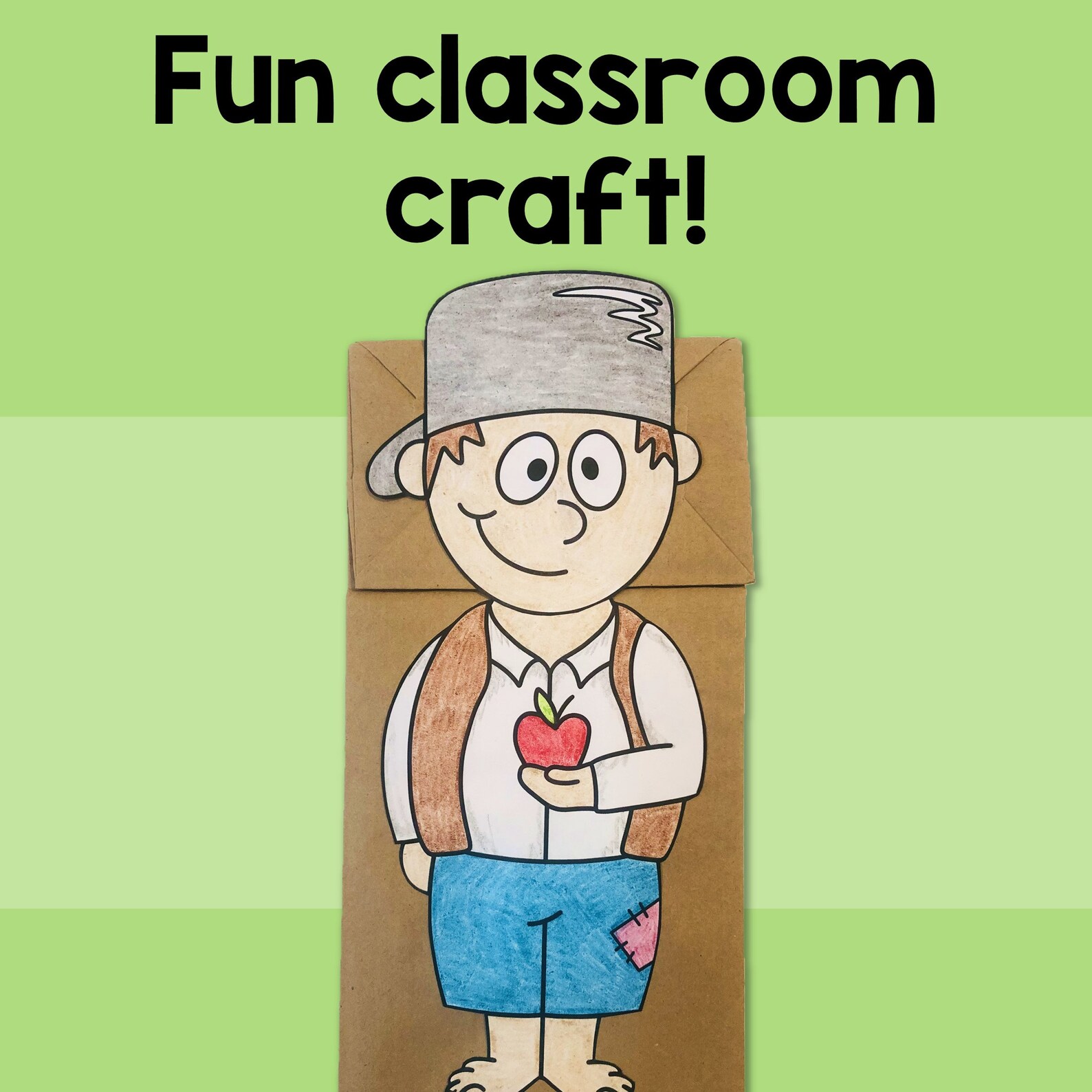 Johnny Appleseed Craft | Paper Bag Puppet Kids Activity - Etsy