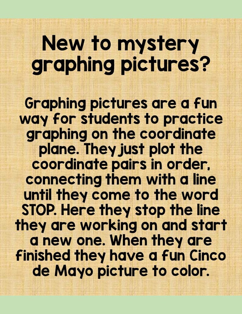 Cinco De Mayo Coordinate Plane Mystery Graphing Pictures - Etsy