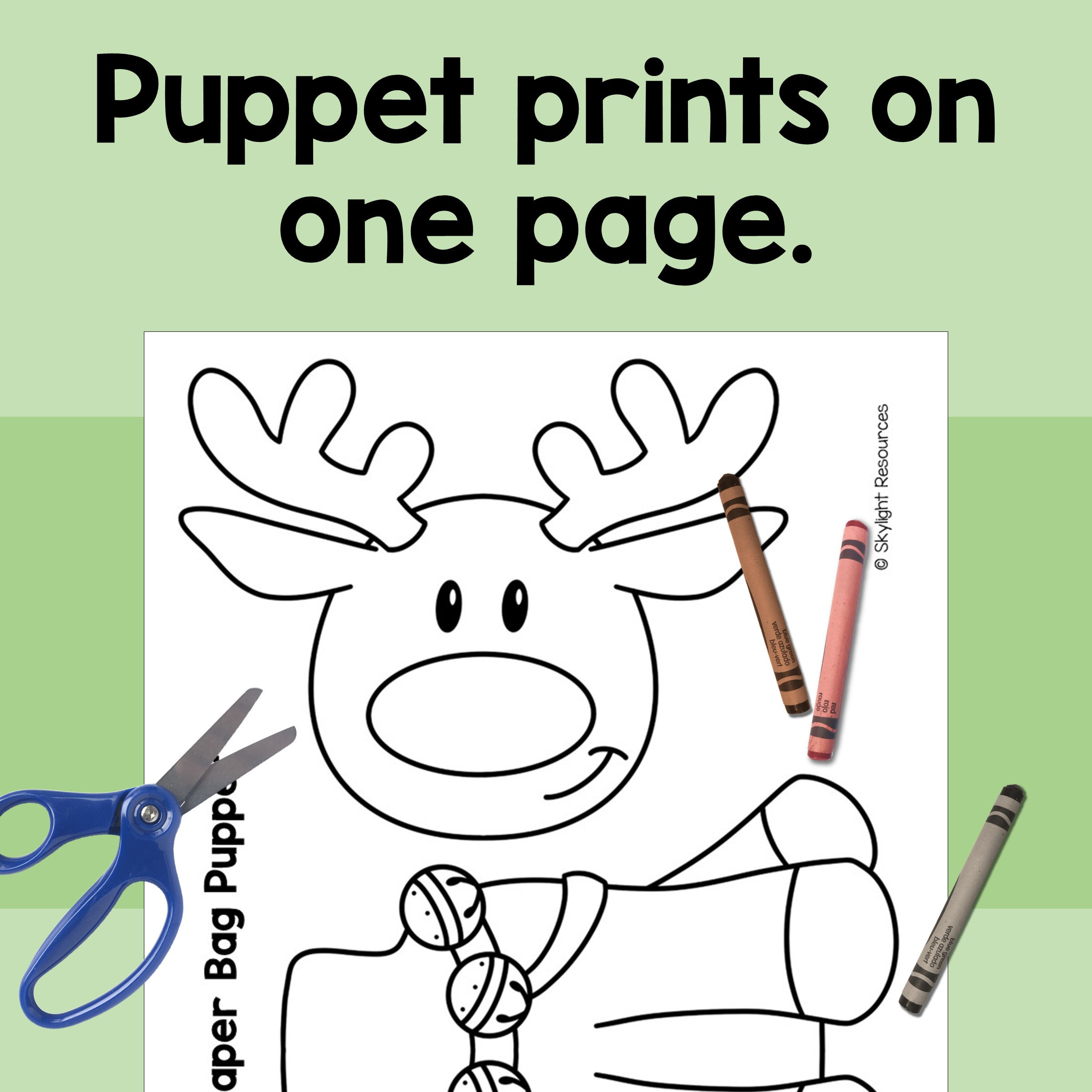 Santa's Reindeer Christmas Paper Bag Puppet Craft Activity for Kids - Etsy