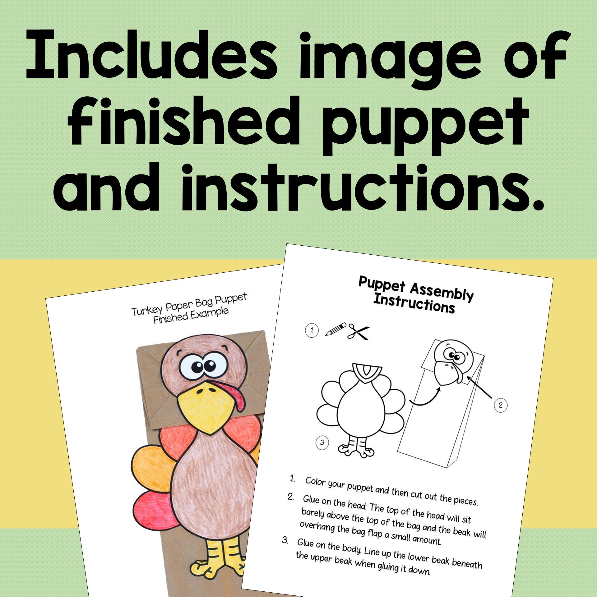 Thanksgiving Turkey Paper Bag Puppet Craft Activity for Kids - Etsy