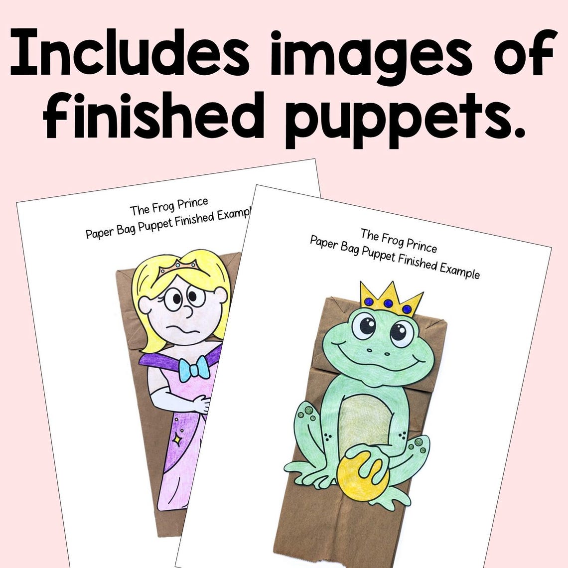 The Frog Prince Story Fun Paper Bag Puppet Craft Activity for Kids - Etsy