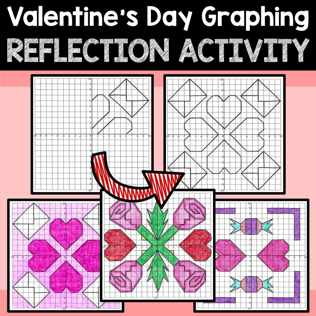 Valentine's Day Symmetry Reflection Coordinate Plane Mystery Math ...