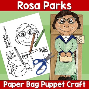 Black History Month, Women's History Month Rosa Parks Puppet Craft ...