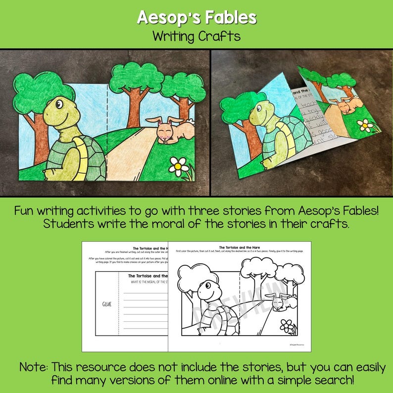 Aesop's Fables | Fun Moral of the Story Writing Crafts for Kids - Etsy