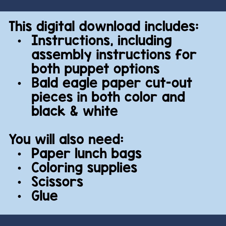 Bald Eagle Paper Bag Puppet Craft: Patriotic Holidays (digital Download ...