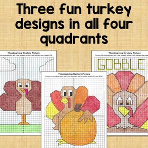 Thanksgiving Turkeys Coordinate Plane Math Mystery Graphing Pictures ...