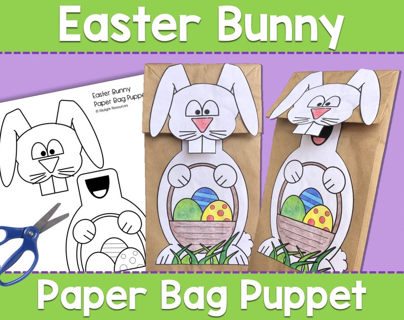 Easter Bunny Paper Bag Puppet Kid's Craft Activity for - Etsy