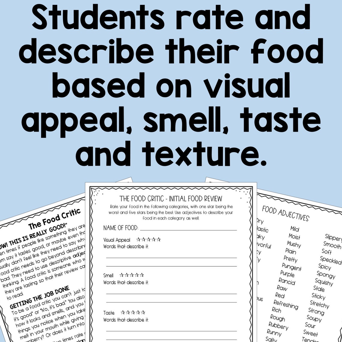 Write Like a Critic Food Science Classroom Activity for 5th - Etsy