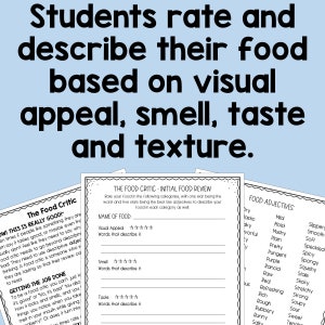Write Like a Critic, Food Science Classroom Activity for Kids, Cooking ...