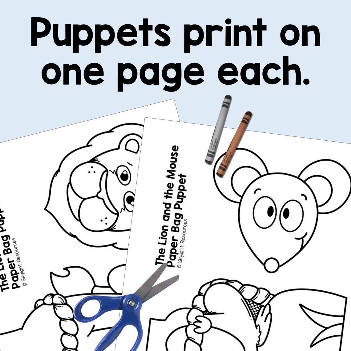 Aesop's Fables the Lion and the Mouse Paper Bag Puppets Fun Craft ...