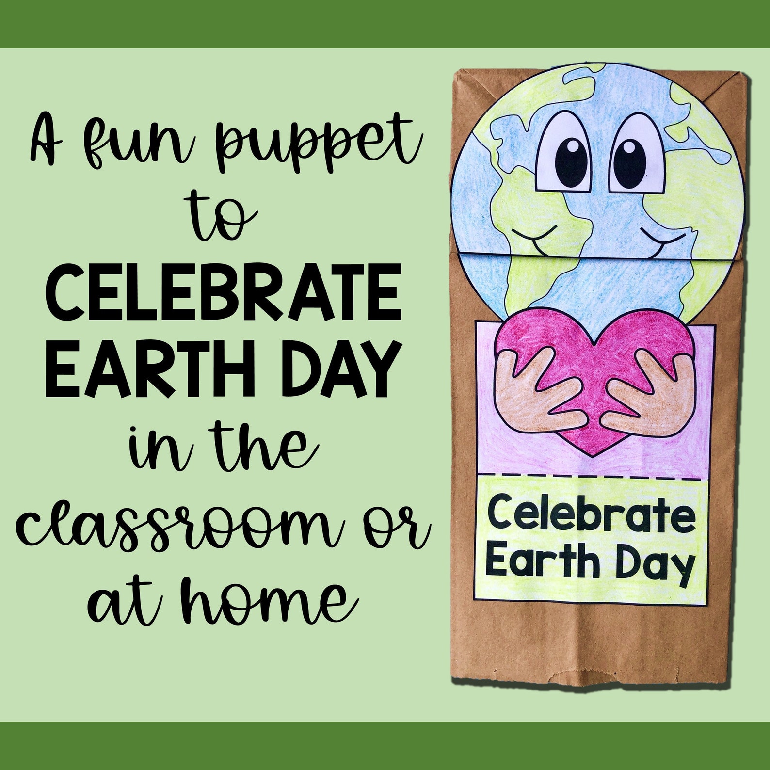 Earth Day Paper Bag Puppet Craft Kids Activity for School or Home - Etsy