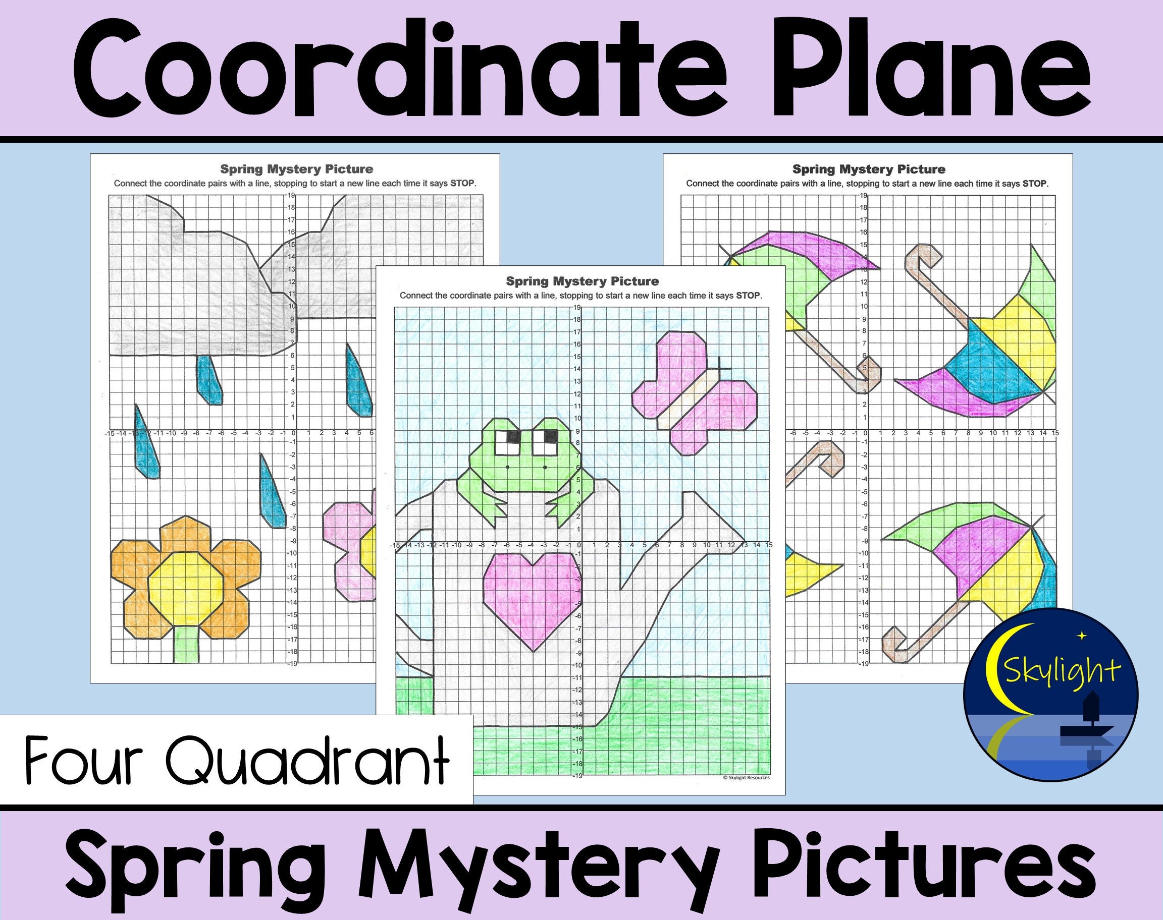 Spring Coordinate Plane Graphing Pictures Four Quadrant Math Activity ...