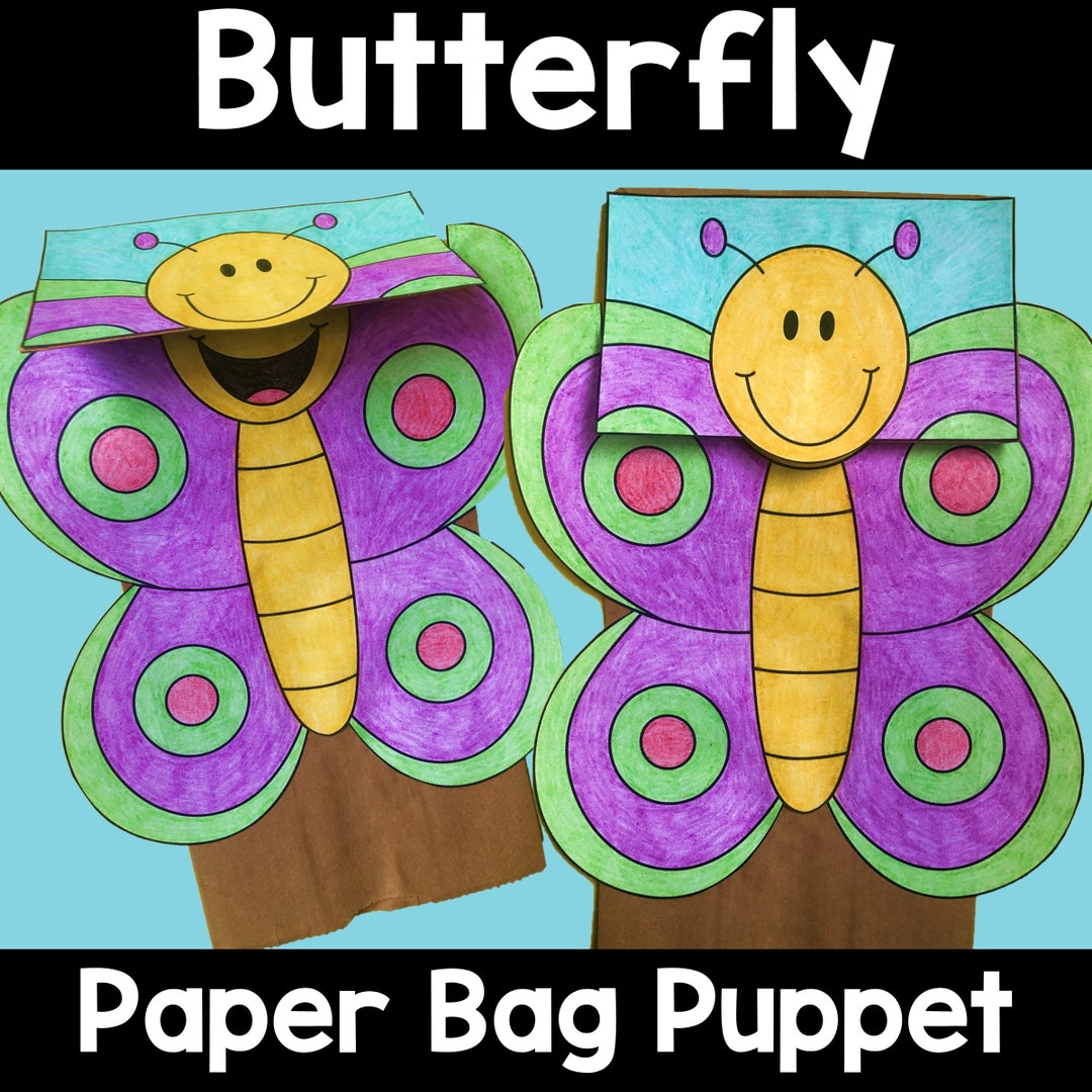 Butterfly Paper Bag Puppet | Spring Craft Activity for Classroom or ...