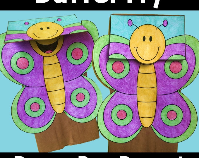 Butterfly Paper Bag Puppet Spring Craft Activity for Classroom or Home ...