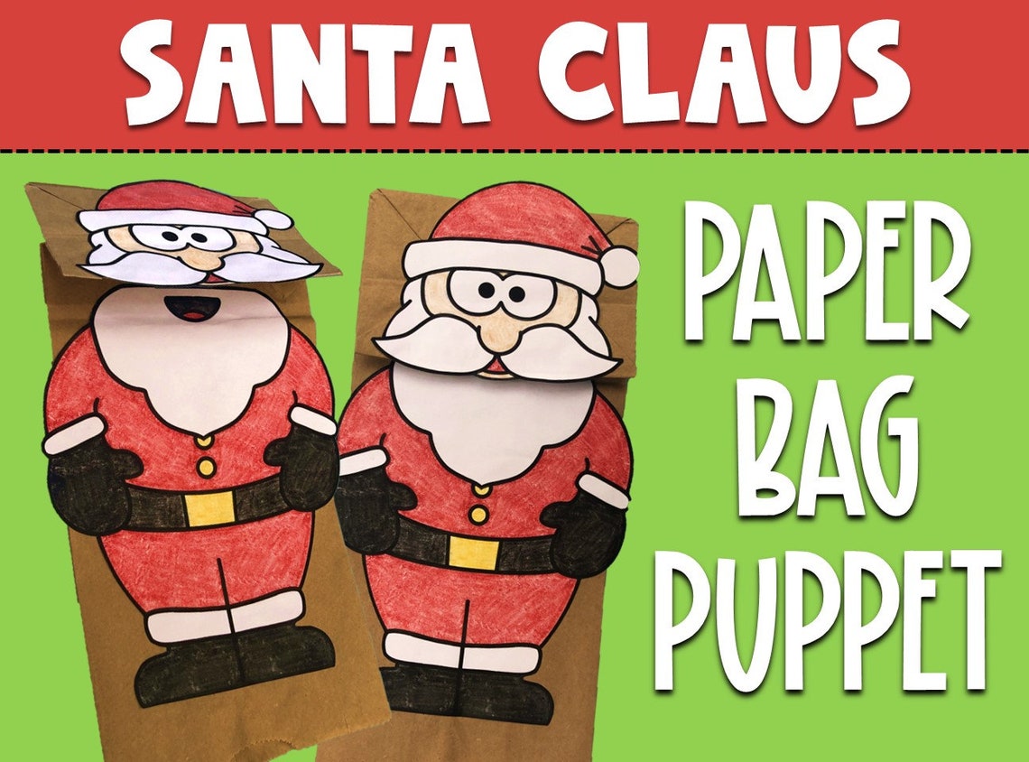 Santa Claus Paper Bag Puppet Christmas Craft Activity Great for the ...