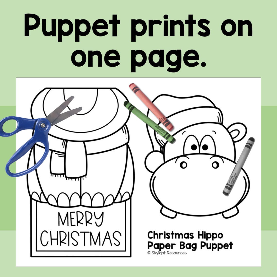 I Want a Hippopotamus for Christmas | Fun Hippo Paper Bag Puppet for ...