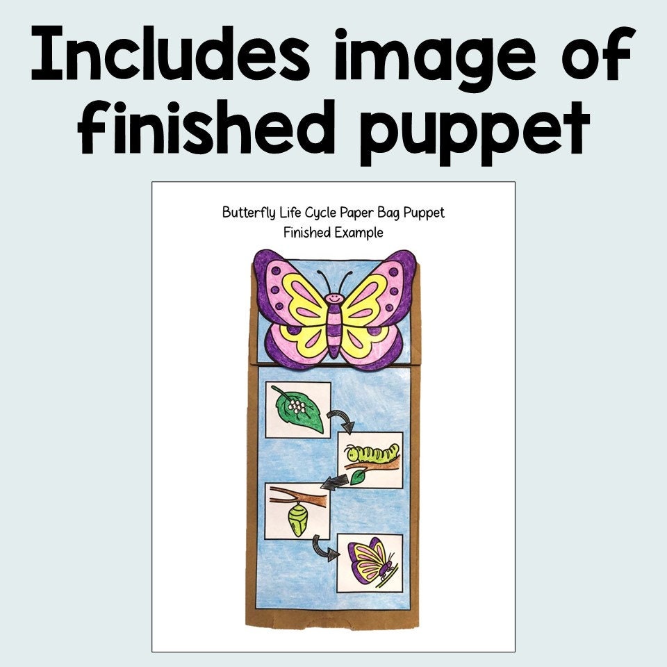 Life Cycle of a Butterfly Paper Bag Puppet | Science Craft Activity for ...