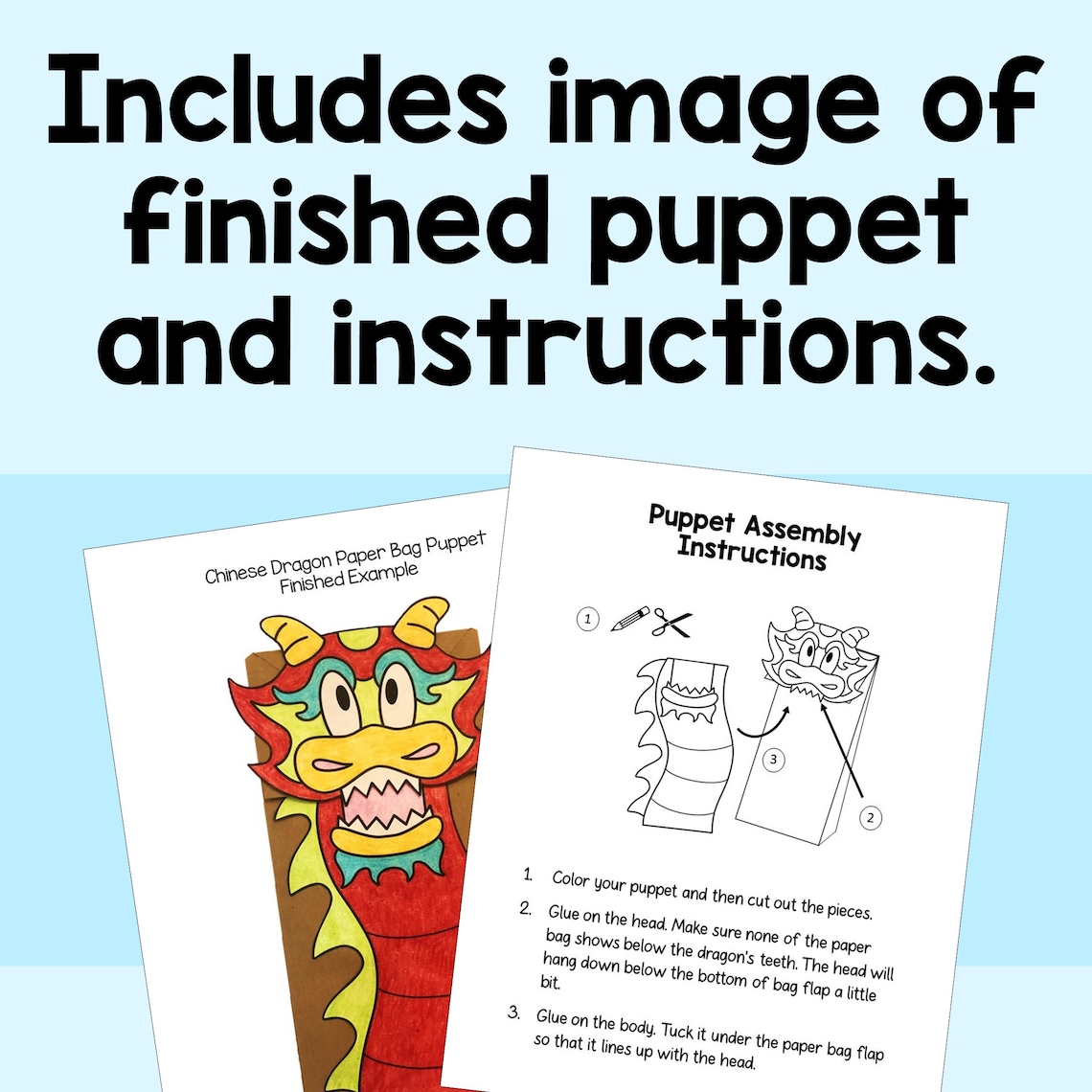 Chinese New Year Paper Bag Puppet, Lunar New Year Dragon Craft Activity ...