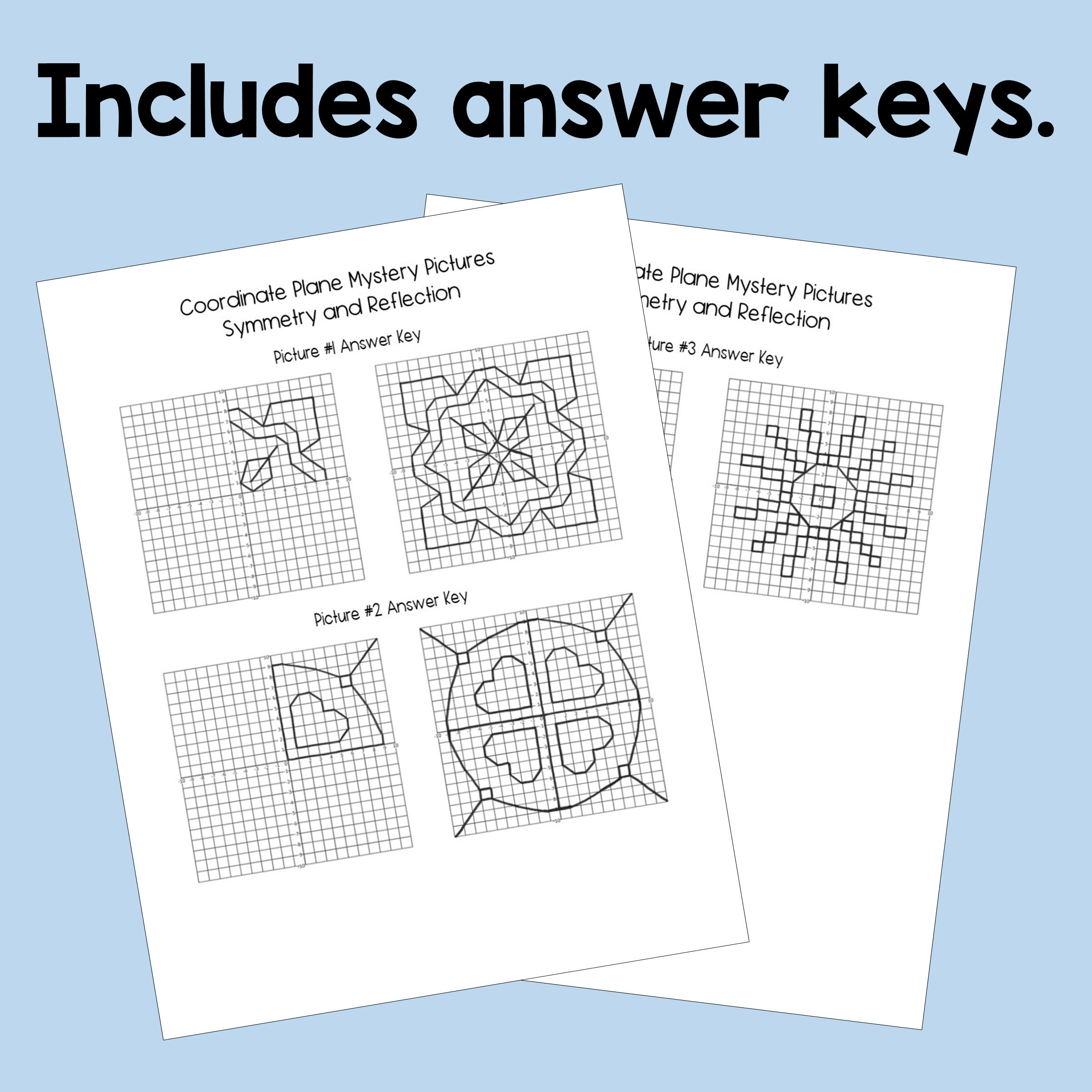 Coordinate Plane Symmetry and Reflection Mystery Picture Math Graphing ...