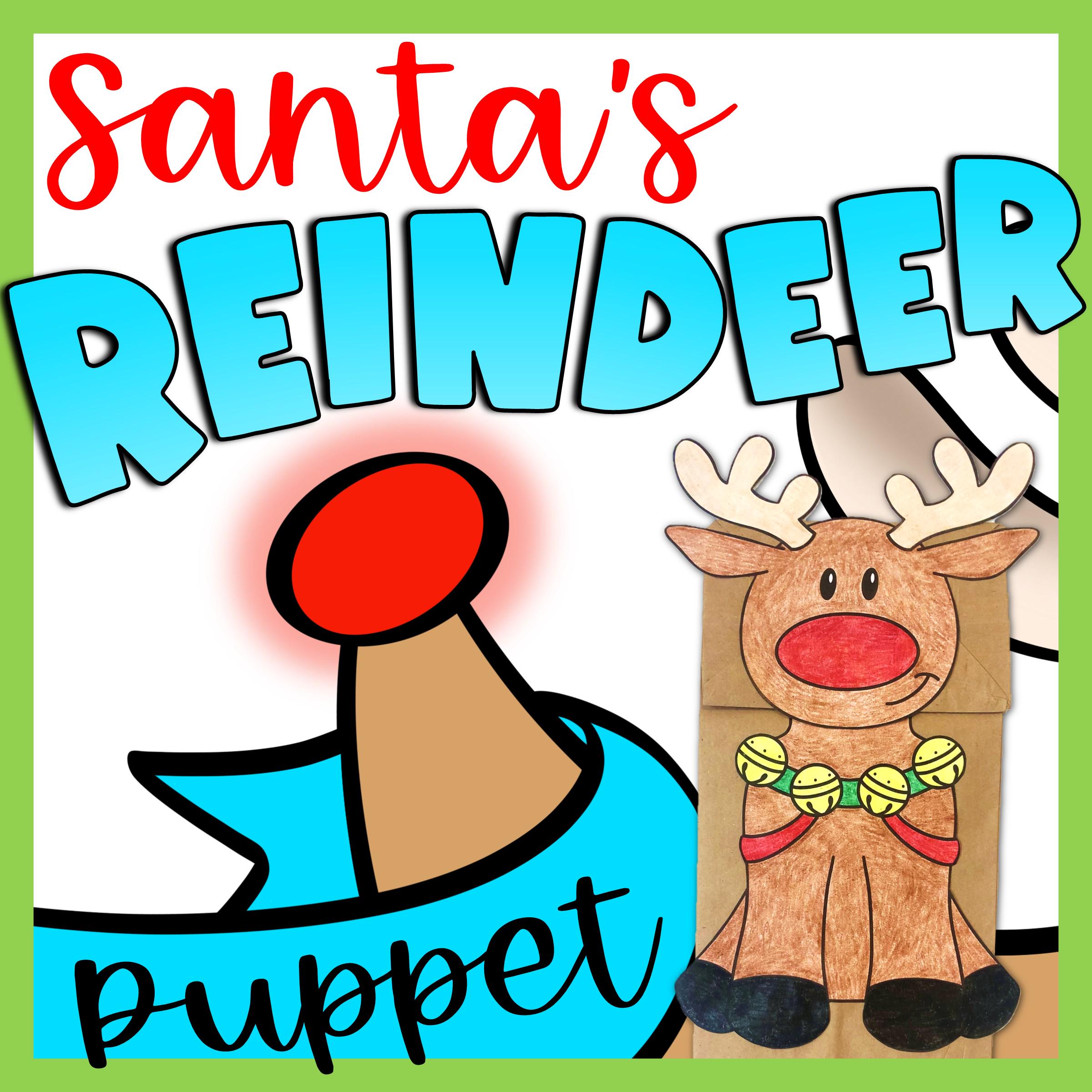 Santa's Reindeer Christmas Paper Bag Puppet Craft Activity for Kids - Etsy