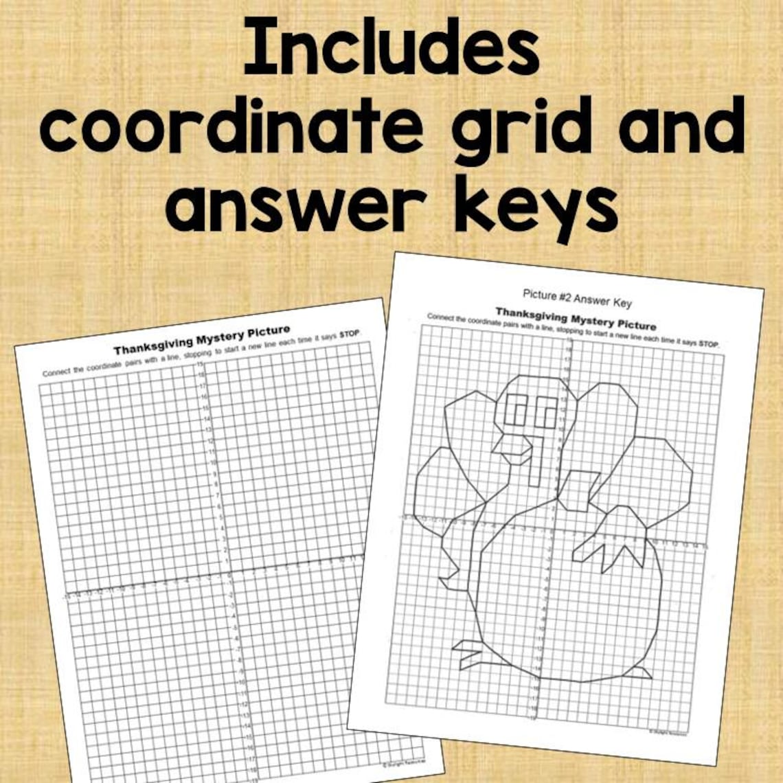 Thanksgiving Turkeys Coordinate Plane Math Mystery Graphing Pictures ...
