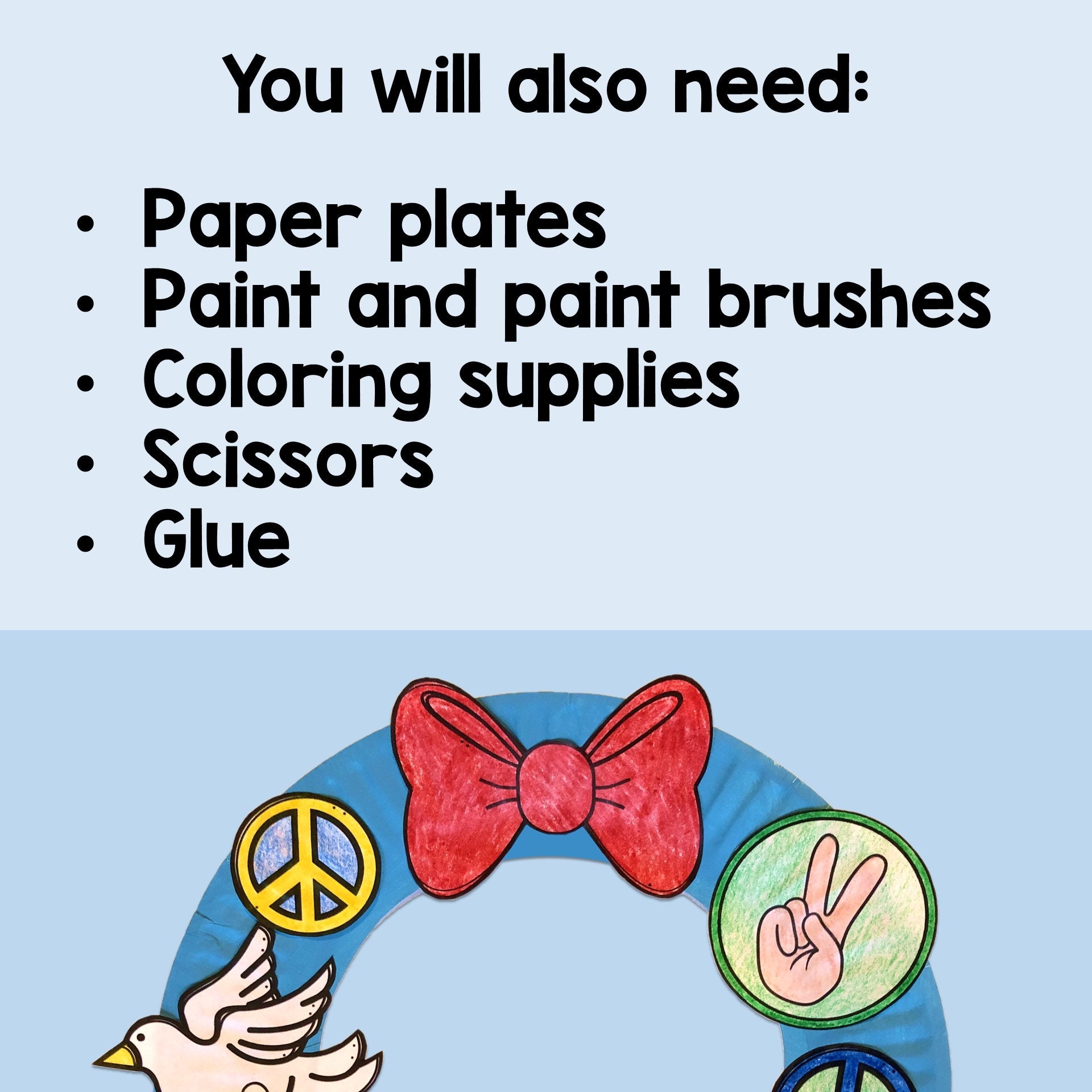 Martin Luther King Jr. Paper Plate Wreath Craft Activity - Etsy